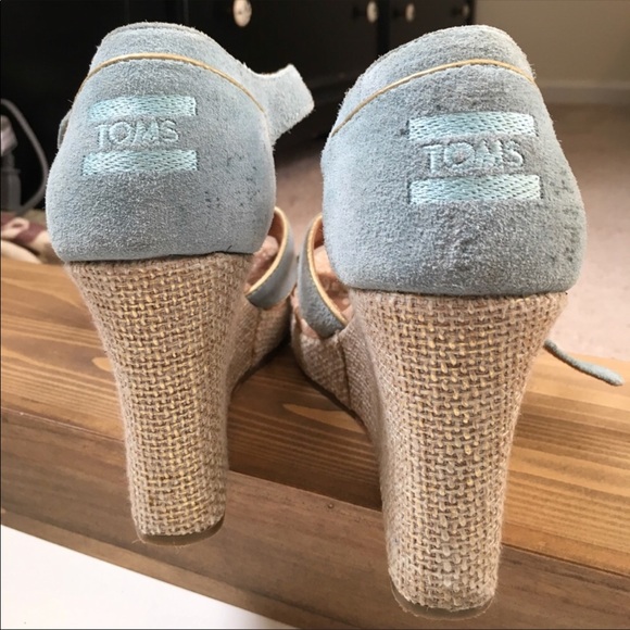 Toms | Shoes | Toms Light Blue Suede Heels | Poshmark